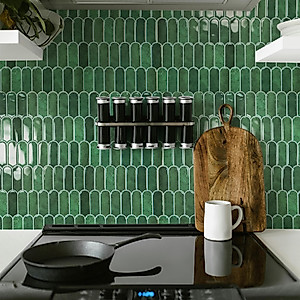 Art3d 10-Sheet Peel and Stick Kitchen Backsplash Tile, Vinyl Stick On Wall Tile Sticker for Bathroom Laundry Room Back Splashes, 12"x12" Green