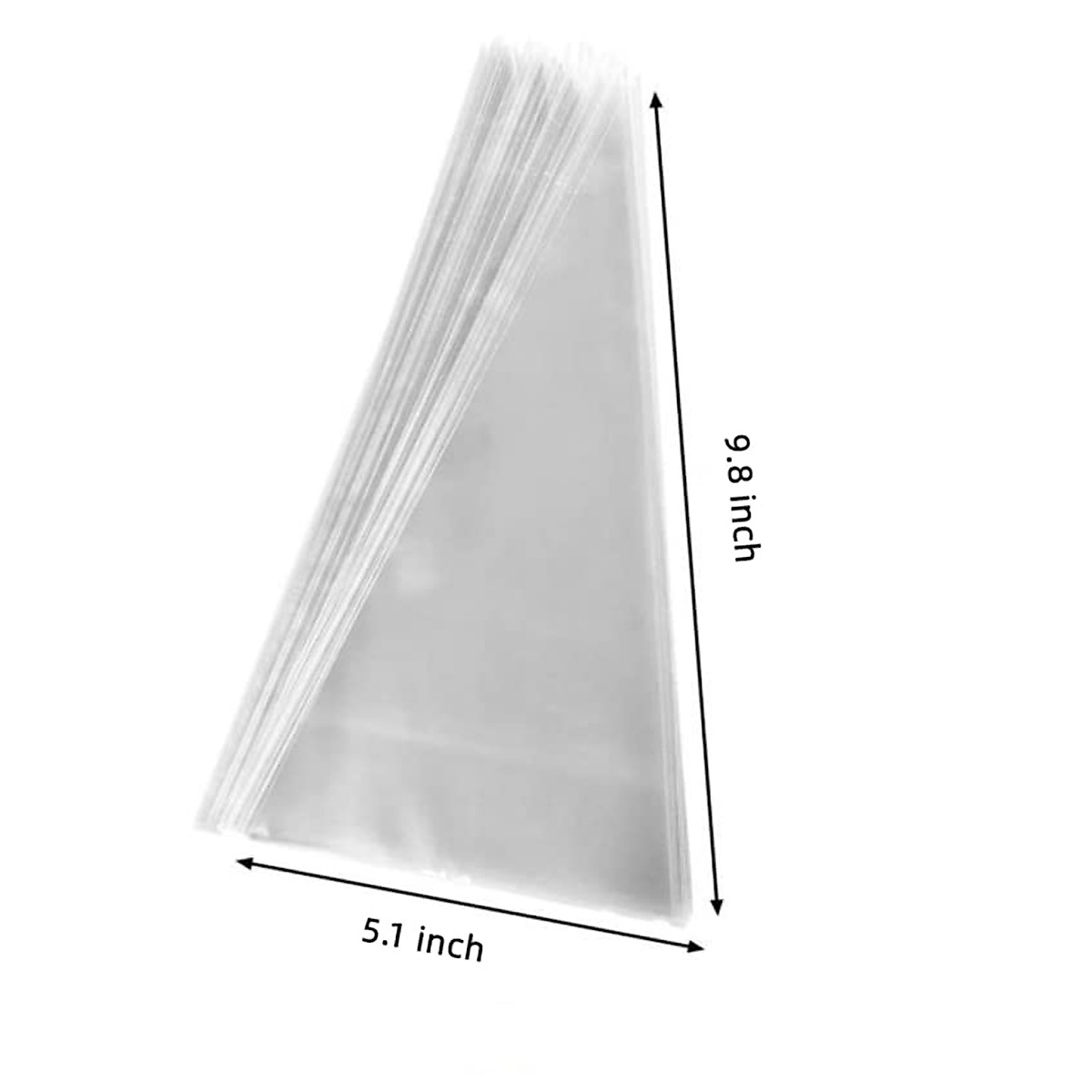 TIMIGGBY 100 Pieces Cone Bag Clear Cone Shaped Treat Bags Cellophane Triangle Bags with 100 PCS Twist Ties Colourful (5.1x9.8 inch)