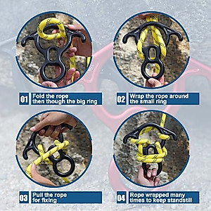 50KN Rescue Figure, 8 Descender Large Bent-Ear Belaying and Rappelling Gear Belay Device Climbing for Rock Climbing Peak Rescue 7075 Aluminum Alloy (Black)