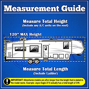 North East Harbor Waterproof Durable Tear-Resistant 5th Wheel Toy Hauler RV Motorhome Cover Fits Length 26'-29' Feet New Fifth Wheel Travel Trailer Camper Zippered Panels 500D Polyester Fabric