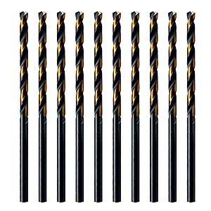 MAXTOOL No.18 10pcs Identical Jobber Length Drills Dia 0.1695 HSS M2 Twist Drill Bits Wire Gauge Gage Numbered Straight Shank Drills; JBN02H10R18P10