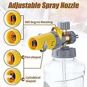 Tool Daily Foam Cannon, Adjustable Foam Blaster, Snow Foam Lance with M22 and 1/4 Inch Quick Connect, Additional Orifice Nozzle 1.1mm, 1.5 Liter