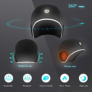 EMPISPORTS Thermal Helmet Liner Skull Cap Ears Windproof Protection Winter Warm Cycling Running Skiing Beanie Winter (Black + Black, 2)