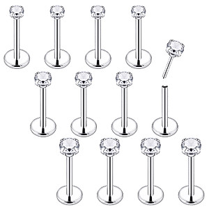 Dyknasz 20G Threadless Nose Stud Threadless Earring Set Surgical Steel Push in Nose Rings Studs for Women Nose Piercing Jewelry for Men Flat Back Cartilage Tragus Forward Helix Earrings