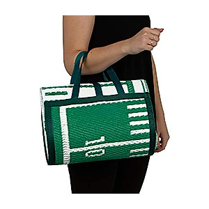 Camco 5'x 6-1/2' Handy Mat with Strap | Ideal for picnics, Beaches, RVing and outings | Weather-Proof | Football Field Print (42819)