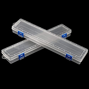 MOUYAT 10 Pack 13 x 2.7 x 1.3 Inch Paint Brush Holder Set, Paint Brushes Storage Box with Hinged Lid, Watercolor Paint Brush Container for Long Paint Brushes, Drawing Pen, Art Craft Beads