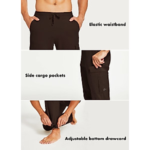 Willit Men's Cotton Yoga Sweatpants Athletic Lounge Pants Cargo Open Bottom Joggers Straight Leg Casual with Pockets Coffee XL