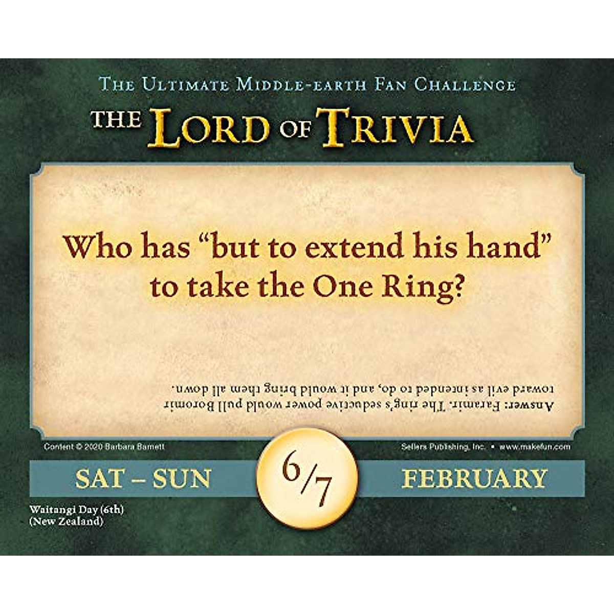 2021 The Lord of Trivia The Ultimate Middle Earth Fan Challenge Boxed Daily Calendar