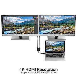 Sabrent 5 in 1 USB C Multi-Port HUB + USB Type-C Dual HDMI Adapter
