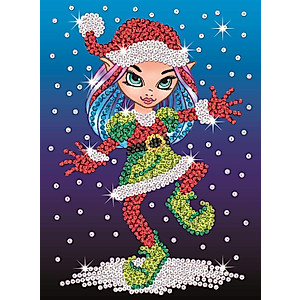 Sequin Art Red Christmas Astrid Elf, Sparkling Arts and Crafts Kit; Creative Crafts for Adults and Kids,Colourful