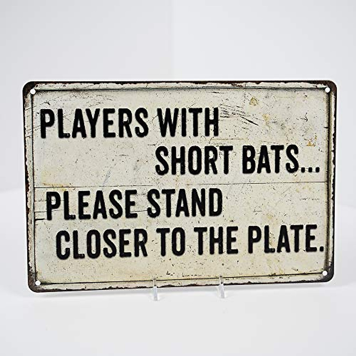 Players with Short Bats Funny Bathroom Sign Toilet Signs Restroom Decor Wall Decorations Art Plaque Rustic Mens Small Cute LOL Honey Poop Gift 8 x 12 High Gloss Metal 208120061005