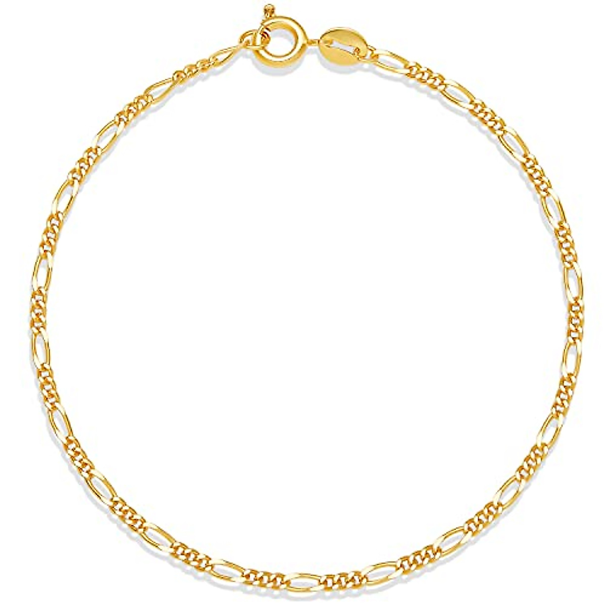 Amazon Essentials 14K Gold Plated Fine Figaro Chain Bracelet 7.5", Yellow Gold