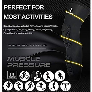 HOPEFORTH Knee Calf Padded 2 Pack Compression Leg Sleeve Thigh Sports Protective Gear Shin Brace Support for Football Basketball Volleyball Soccer Baseball Tennis