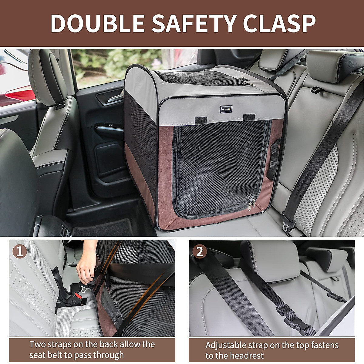 DONORO Dog Kennels and Crates for Medium Dogs, Portable Pop Up Indoor Pet Cage with Sturdy Wire Frame, Collapsible Travel Crate Soft Sided Cat Bag Escape Proof (28 Inch)