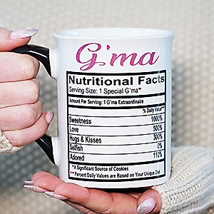 Cottage Creek G-ma Mug, Large 16oz. Ceramic Gma Coffee Mug, G'ma Grandma Gifts