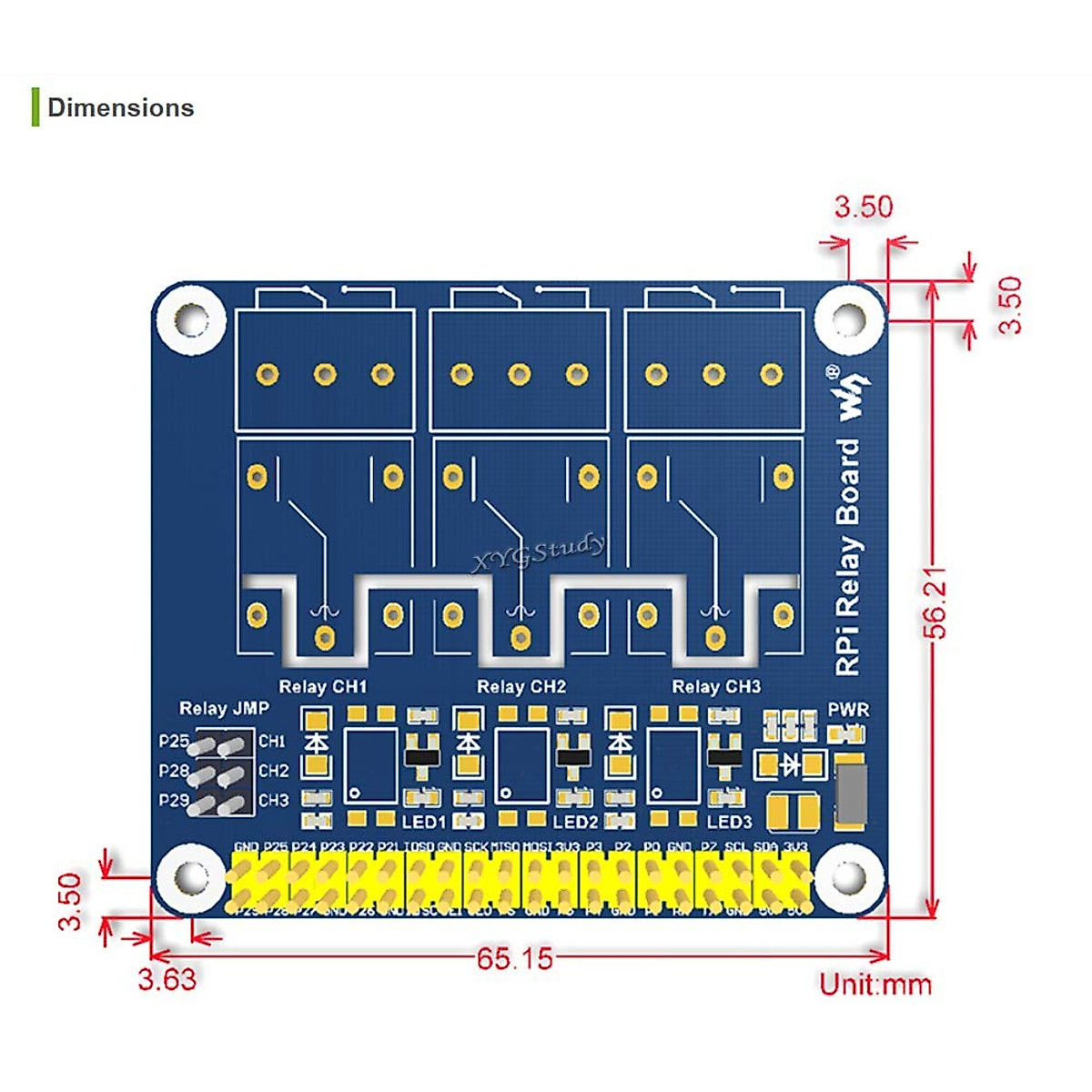 XYGStudy Raspberry Pi Expansion Board Power Relay Module for Raspberry Pi 4 3 2 Model B B+ A+