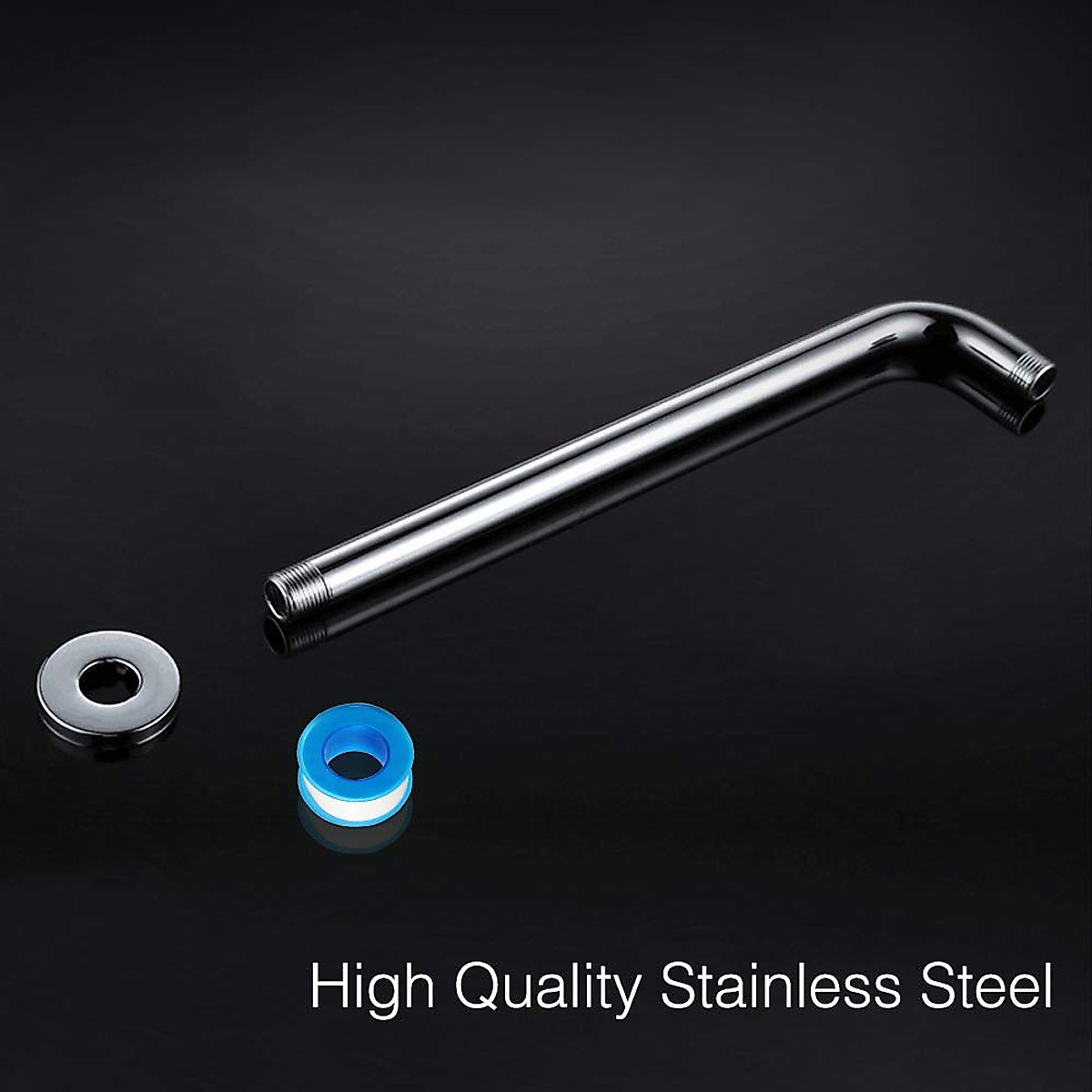 NearMoon Shower Arm, Extra Fixed Arm with Flange, Stainless Steel Wall-Mounted ShowerHead Arm (15 Inch, Chrome Finish)