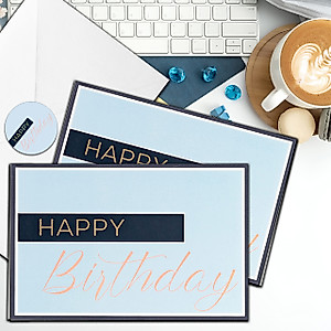 smart scribbles Happy Birthday Cards - 48 assortment Birthday Cards with Envelopes and Stickers - 4x6 Birthday Cards with Gold Foil - 6 Cards and 6 Stickers of Each Design - Total of 48