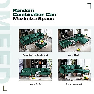 JOMEED 105" Convertible Sectional Sofa Couch, Modern Oversized Velvet Fabric L-Shaped Couch Sofa Bed with Adjustable Backrest for Living Room, Apartment