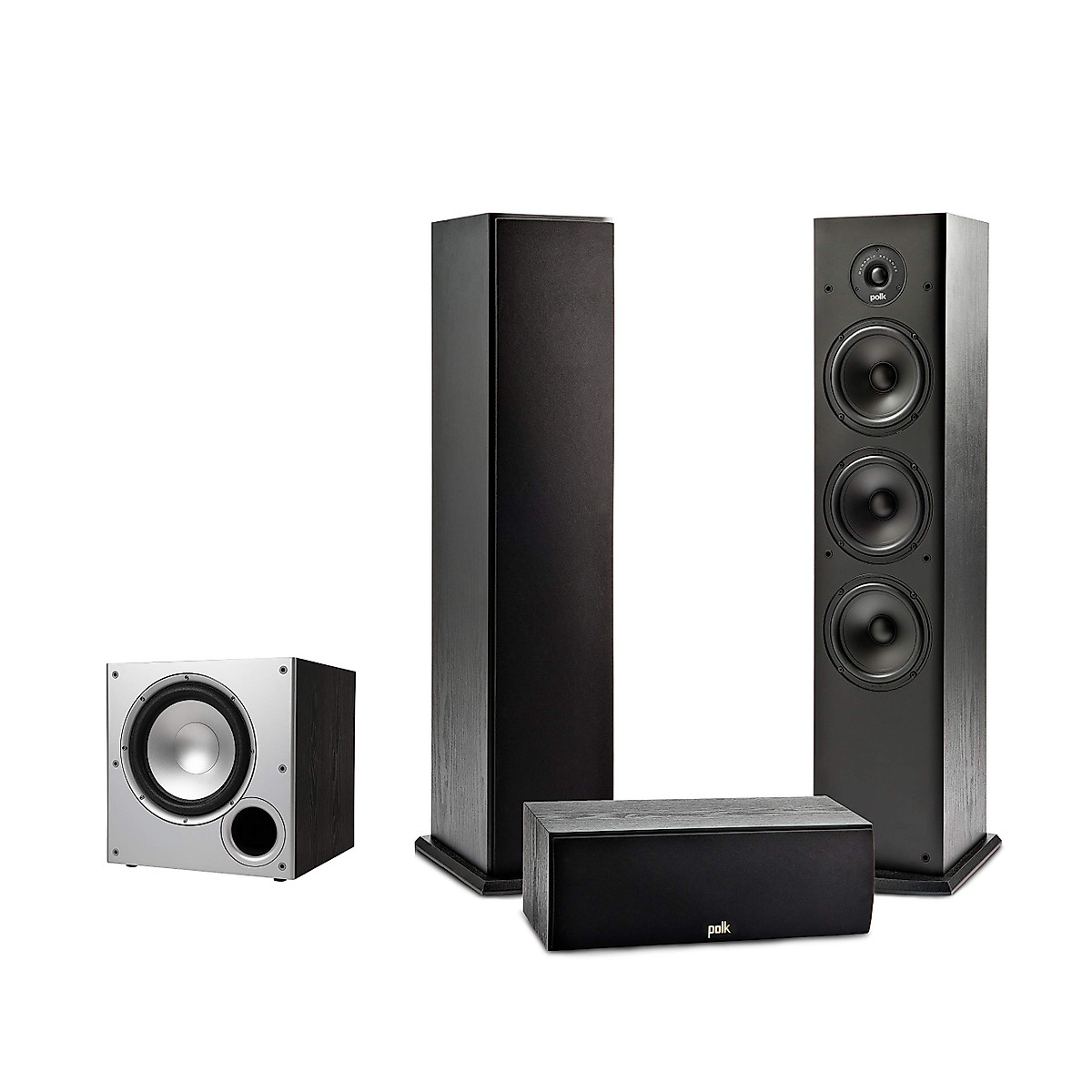 Polk Audio T Series 3.1 Channel Complete Home Theater System with Powered Subwoofer | One (1) T30 Center Channel, Two (2) T50 Tower Speakers | Wi-Fi, Alexa, HEOS Built-in