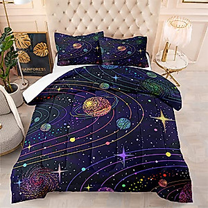 OKalayni Twin Comforter Sets for Boys Girls Kids Teens Space Astronaut Galaxy Bedding Sets Outer Space Themed Bedroom Decor 2 Piece Twin Size Bed Set Include -Comforter & Pillow Case Blue