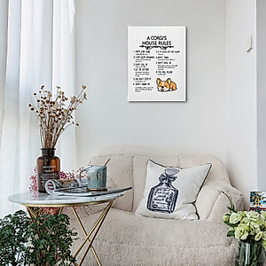 PHAMTE A Corgi’s House Rules Wall Art, Funny Corgi Dog Quote Print Framed Canvas Painting Artwork Home Bedroom Living Room Girls Room Decor（11x14 Inch）