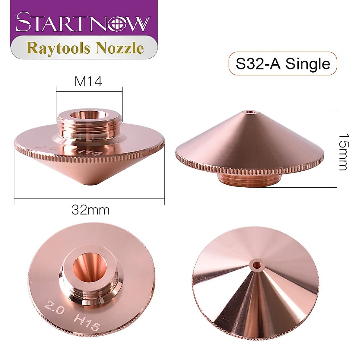 Startnow Original Raytools Fiber Laser Cutting Nozzle for BM109 BT210S Cutting Head D32mm Single Double Layer Laser Nozzles (S32-A Single Layer 1.5, 10 PCS)