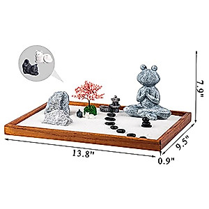 Zen Garden for Desk Jardin Zen Garden Kit Min Zen Garden Accessories Frog-Shaped 14 x 10 inch