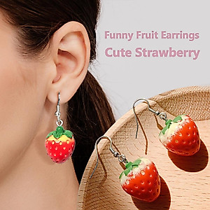 GIFIKOI 30 Pairs Weird Cute Funny Earrings Gummy Bear Duck Mushroom Flowers Drop Dangle Earrings for Women Aesthetic Earrings Food Animal Earrings Bulk