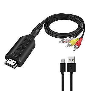 Wiistar RCA to HDMI Converter 1080P CVBS Composite AV to HDMI Video Audio Cable Converter Adapter for PS3 TV STB PC Laptop VHS VCR Camera DVD Players
