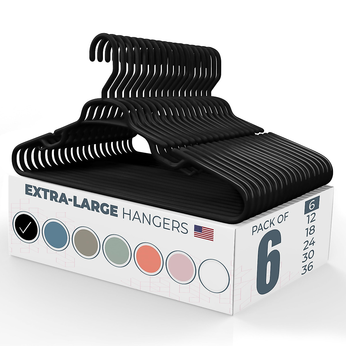 18pk Extra Large Hangers for Plus Size Clothes - Heavy Duty Hangers Oversized - Extra Wide Plastic Coat Hanger for Uniforms, Jerseys, Jackets - Big and Tall Hangers for Men - Large Hangars (White)