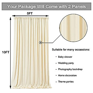 10 ft x 10 ft Wrinkle Free Champagne Backdrop Curtain Panels, Polyester Photography Backdrop Drapes, Wedding Party Home Decoration Supplies