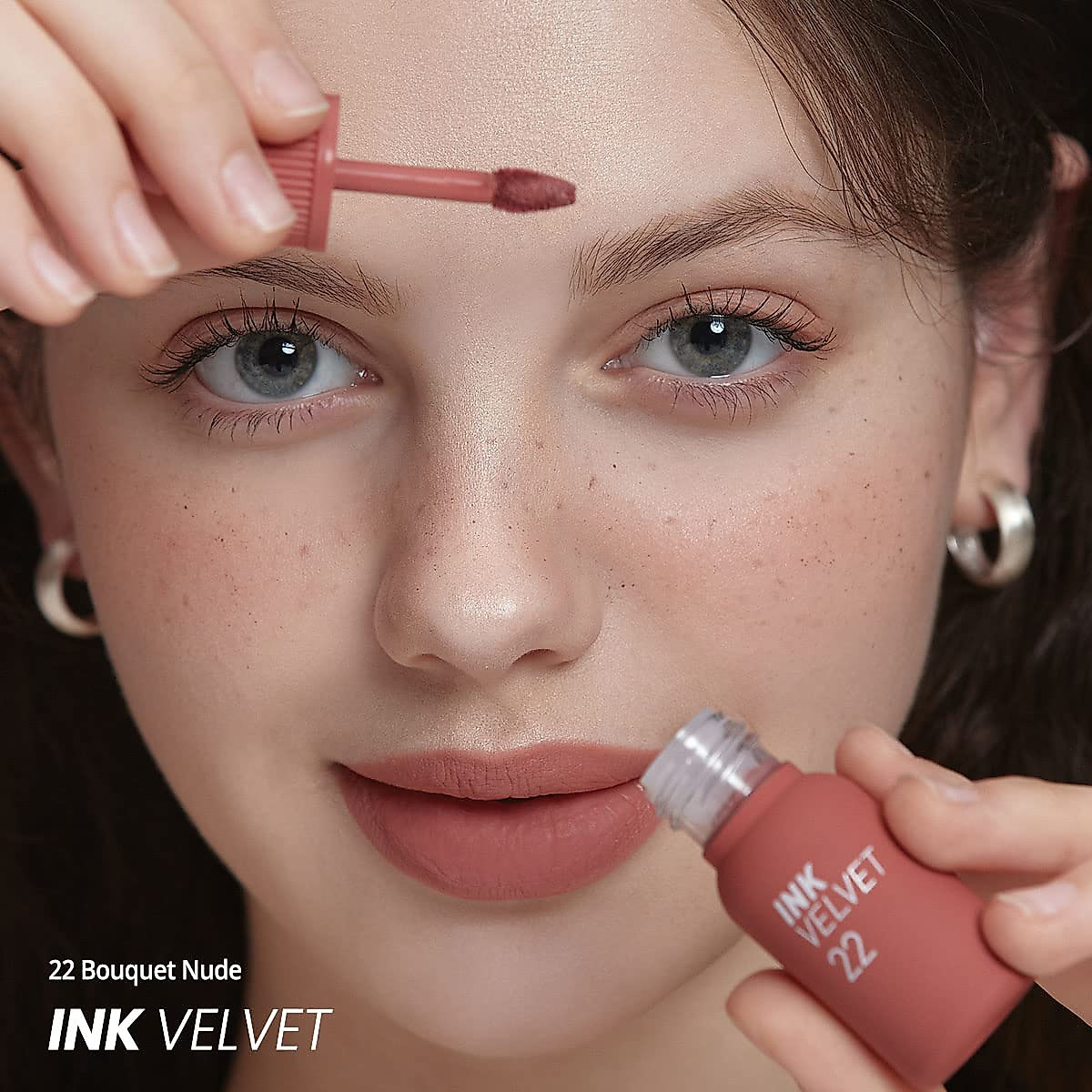 Peripera Ink the Velvet Lip Tint - High Pigment Color, Longwear, Weightless, Not Animal Tested, Gluten-Free, Paraben-Free (022 BOUQUET NUDE)