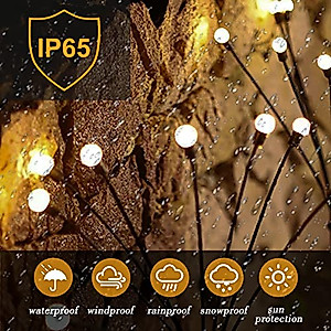 10 LED Firefly Garden Lights Solar Powered, Starburst Swaying Lights Outdoor, Auto Switch, 600 mAh Ni-Mh Battery Solar Charging, IP65 Waterproof Landscape Lights for Yard Pathway - Warm Color, 4 Pack