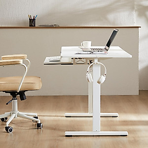Sweetcrispy Standing Desk with Keyboard Tray, Ergonomic Height Adjustable Desk with 3 Memory Presets, 55 x 24'' Stand Up Desk Electric Standing Desk Adjustable Height, Computer Desk Home Office-White