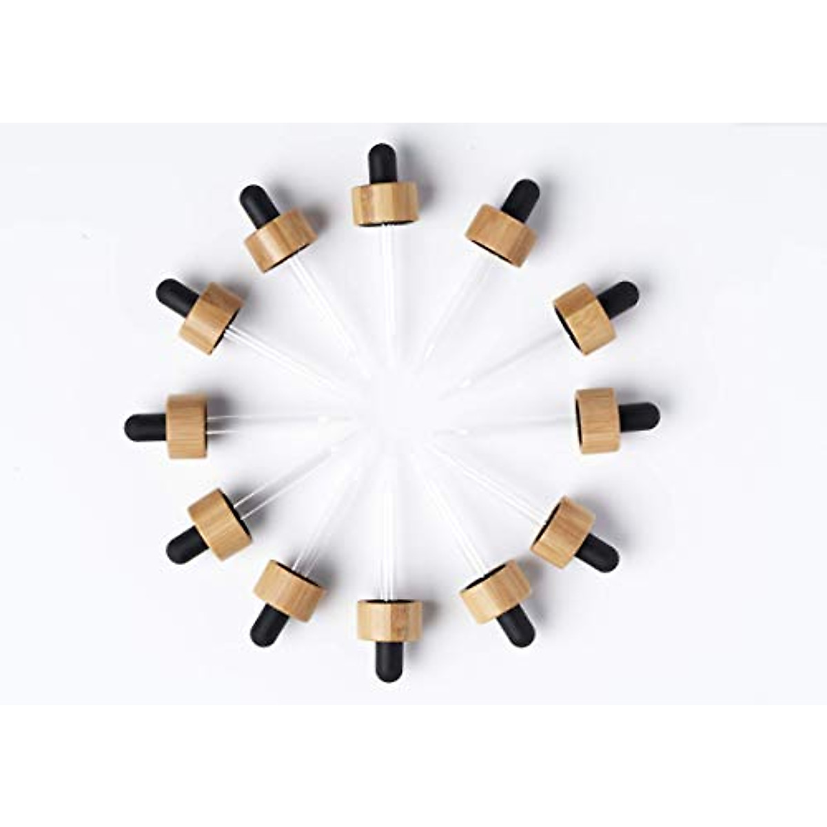 Focus Nutrition Black Boston Round 1 oz Dropper Bottles | Glass Dropper Bottles for Essential Oils | 1 oz Bottles With Bamboo Dropper Caps | 24 Pack