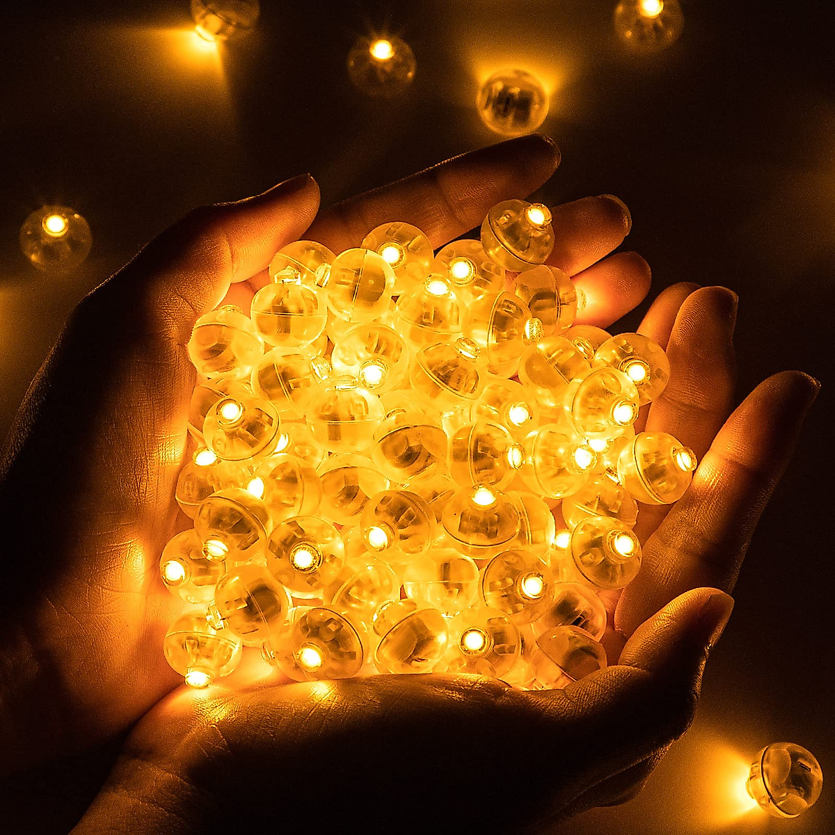 Aogist 100pcs Orange Flash Balloon Light with Loop for Hanging,Mini Ball Lights Led Drinks Lights Round Tiny Light for Paper Lanterns Balloons Birthday Party Event Wedding Decoration