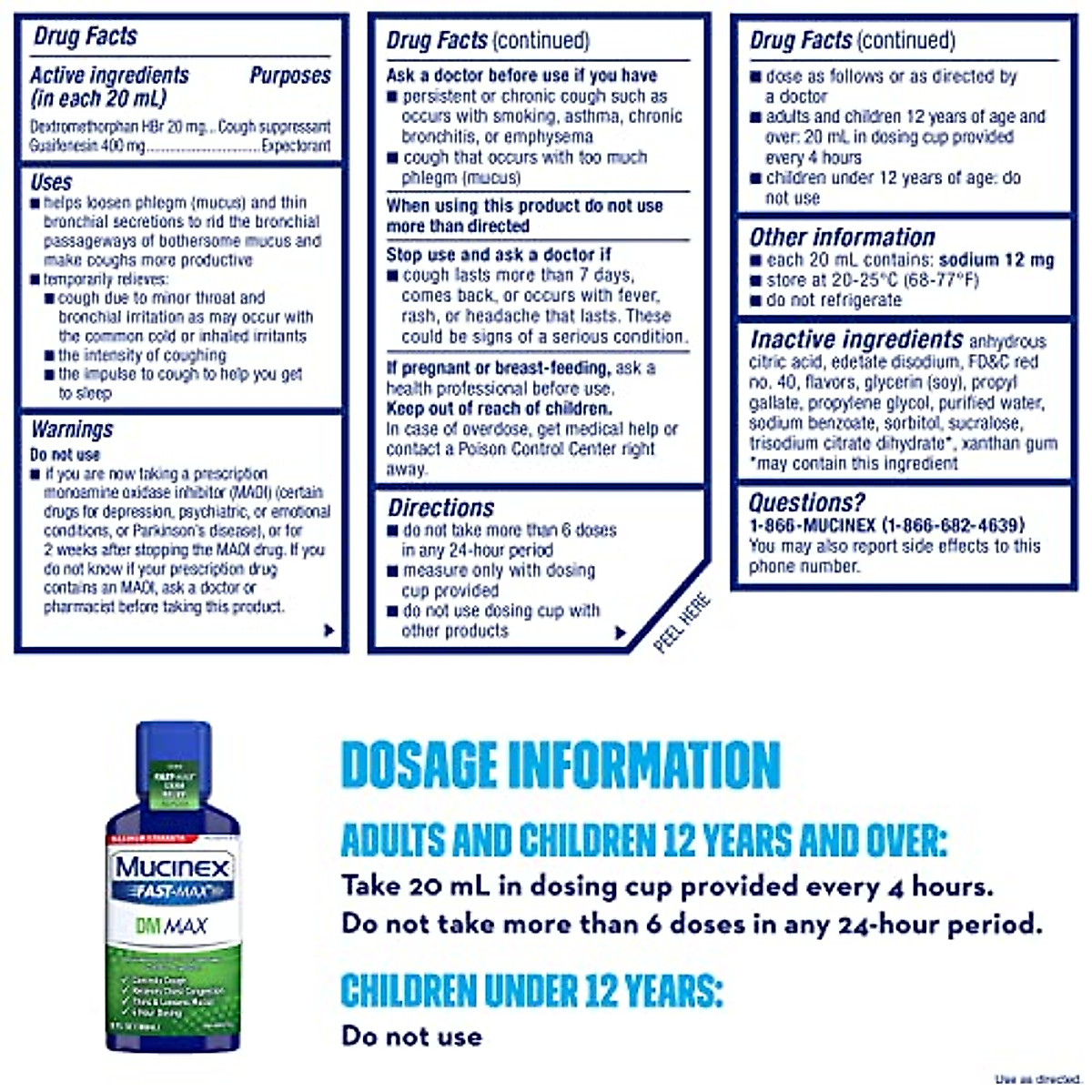 Maximum Strength Mucinex Fast-Max DM Max Liquid, 6 fl. oz. Controls Cough, Relieves Chest Congestion, Thins & Loosens Mucus(Packaging may vary)
