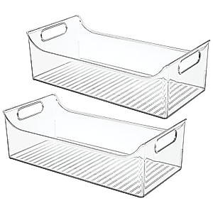 mDesign Portable Nursery Storage Plastic Baby Organizer Storage Caddy Bin w/Handles for Kids/Child Essentials - Holds Diapers, Wipes, Bottles, Baby Food - 16" Long - Ligne Collection - 2 Pack - Clear