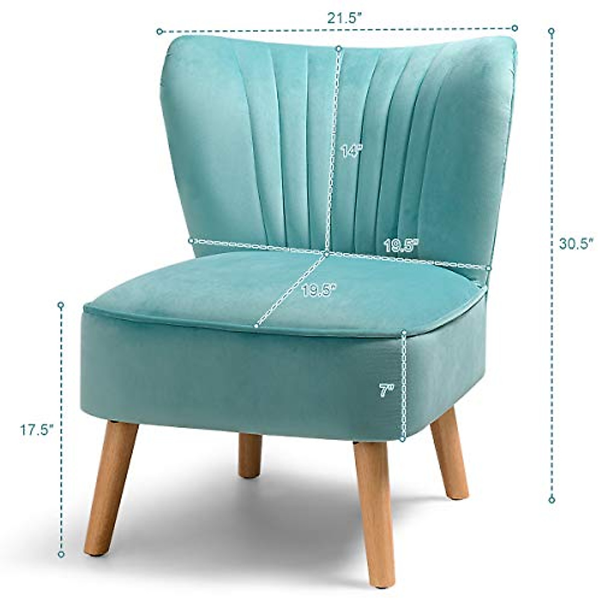 Giantex Velvet Accent Chair, Upholstered Modern Sofa Chair w/Wood Legs, Thickly Padded, Small Armless Wingback Club Chairs for Living Room Bedroom Furniture
