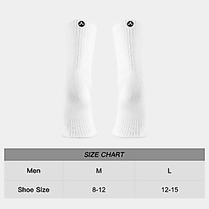 WANDER Men's Running Crew Socks 6 Pairs Cotton Athletic Socks for Men Cushion Half Performance Socks 8-12