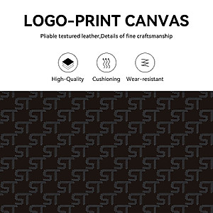 Smatree 13-14inch Logo Print Canvas Laptop Leather Briefcase for 13-14inch MacBook Air Bag,14inch Dell Inspiron Leather Briefcase for Men,14inch Leather Laptop Bag for Men,Black Blue