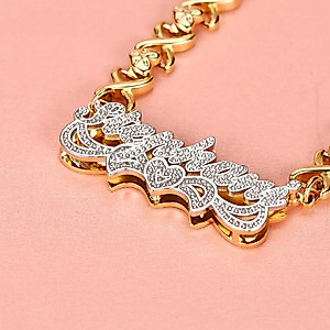 Custom Name Necklace Personalized Nameplate Necklace 18K Gold Plated Name Necklaces with Heart Double Plated Customized Jewelry Gift for Women