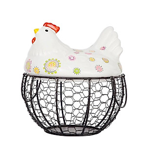 COLLBATH 1pc Egg Basket Refrigerator Organizer Bins Eggs Dining Table Decor Desktop Decor Rustic Wire Egg Basket Metal Egg Stand Chicken Wire Basket Fruit Basket Vegetable Basket Ceramics