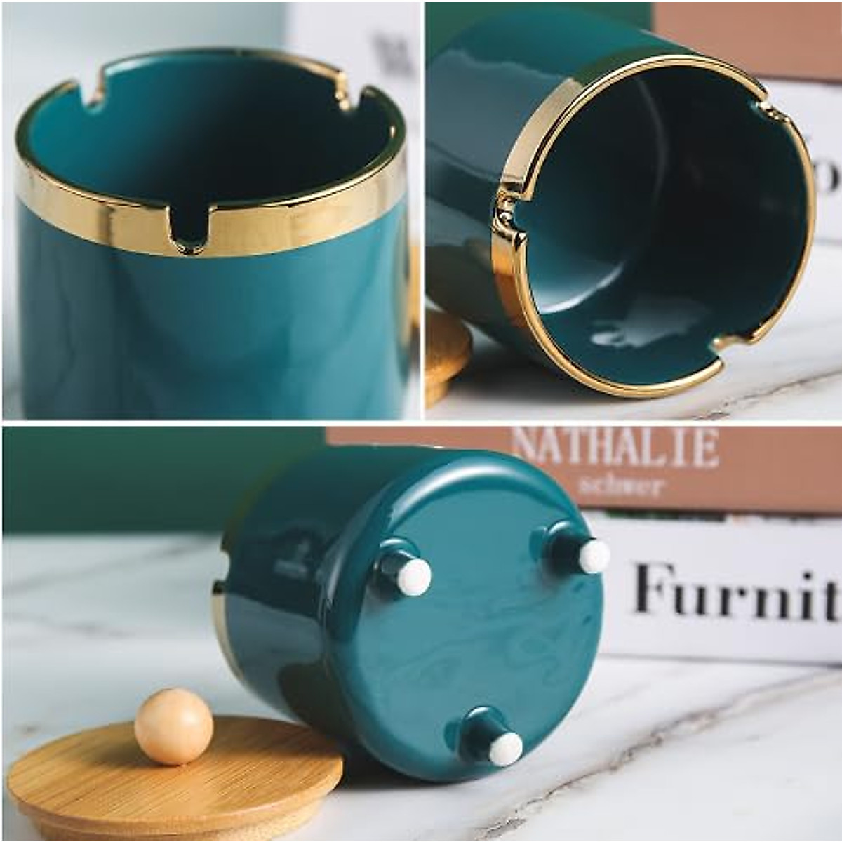 Ashtray 1 Pack Ceramic Ashtray Cigarette Ashtray Home Easy Clean Decorative Ashtray Holder Indoor Outdoor Patio Cigarette Ashtray Green Ash Tray