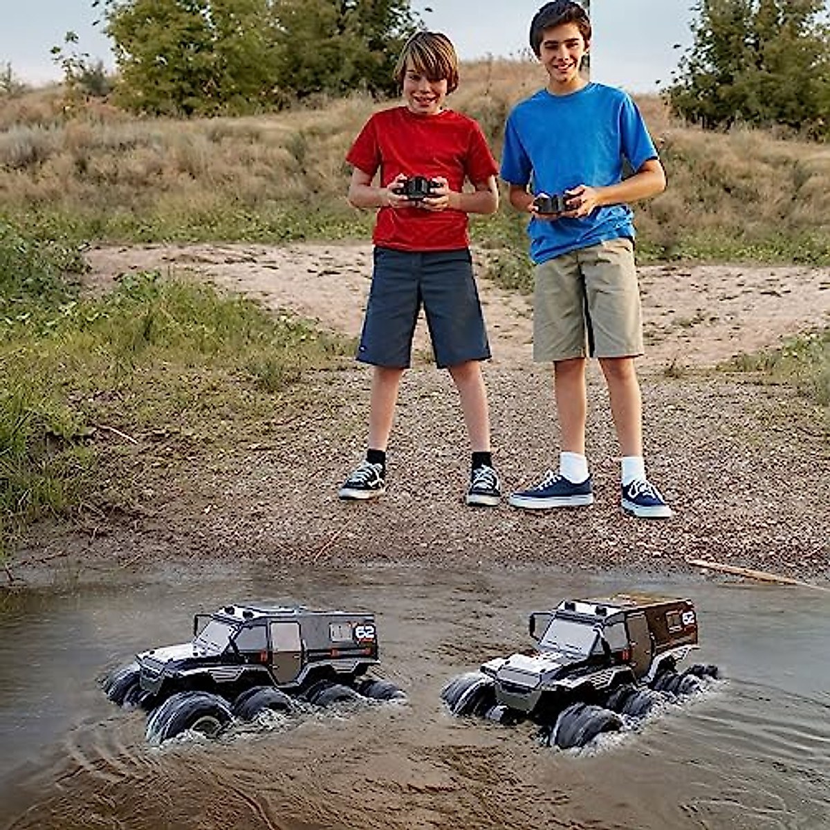 RANFLY RC Cars for Boys Age 8-12, 8WD Amphibious Remote Control Car with 2 Battery, 1:12 Offroad Waterproof RC Trucks, 2.4G All Terrain RC Drift Cars for Adults
