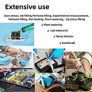 30 Pack 1ml, 3ml, 5ml, 10ml, 20ml, Dispenser and 50ml Glue Bottle. 14ga, 16ga, 18ga, 20ga, 22ga Dispensing head and Caps. Measuring Liquids and Refilling. Glue Applicator or Oil