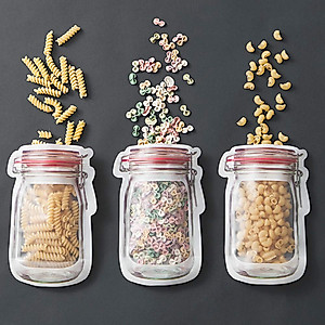 Mason Jar Bottles Bags, Reusable Food Saver Storage Bags Snacks Zipper Sealed Bags Fresh Bags (20PCS)