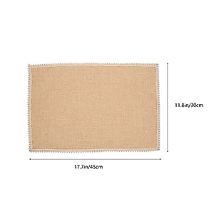Kichvoe Dining Table Decor Lace Trim 6Pcs Burlap Placemats Lace Jute Rustic Farmhouse Table Mats for Special Occasions Parties Weddings Holidays - Brown Dining Table Decor Lace Trim