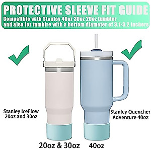 3Pcs Silicone Boot Sleeve For Stanley Quencher Tumbler 30 Oz 40 Oz & IceFlow 20oz 30oz & Hydro Flask Water Bottle 12-24oz,Protective Water Bottle Cup Bottom Bumper Cover For Stanley Cup Accessories.